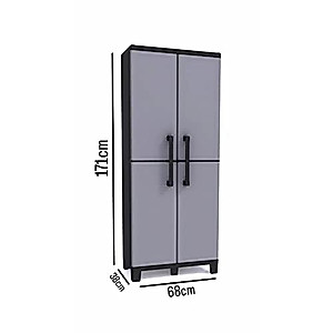 Keter Space Winner Resin Garage Storage Cabinet with Doors and Shelves - Perfect for Garage and Basement Organization