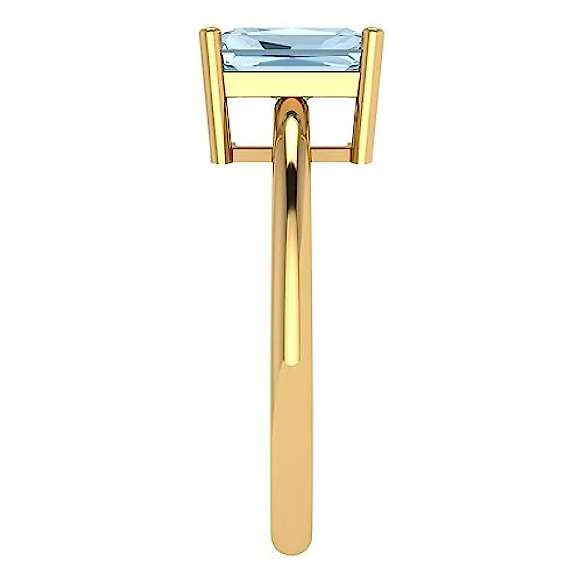 Clara Pucci 1.75ct Radiant Cut Solitaire Natural Aquamarine Engagement Wedding Bridal Promise Anniversary Ring 18K Yellow Gold Size 9.25