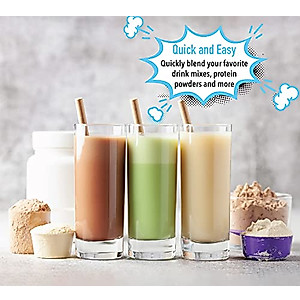 Elementi Milk Frother Wand with Double Whisk - Coffee Frother Electric Stirrer - Matcha Whisk & Drink Mixer Handheld - Hand Held Milk Frother & Electric Whisk for Coffee (Black)