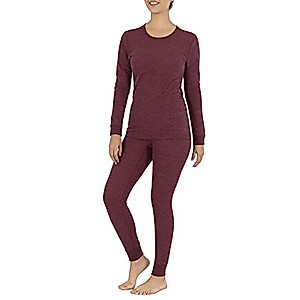 Fruit of the Loom Women's Micro Waffle Premium Thermal Set, Merlot Heather, Large