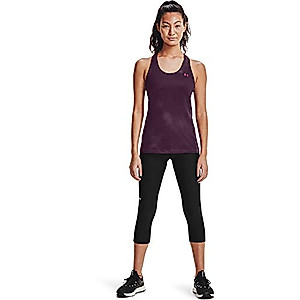 Under Armour Women's HeatGear Armour Mid No-Slip Waistband Pocketed Capri , Black (001)/White , Large