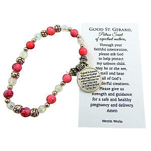 Westman Works St Gerard Stretch Bangle Bracelet with Holy Card Expectant Mothers Set