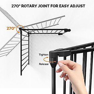 Bonnlo 120 Inches Wide Configurable Baby Gate Fireplace Safety Fence/Guard Adjustable 5-Panel Metal Play Yard for Toddler/Pet/Dog Christmas Tree Fence, Includes 4 Pack of Wall Mounts, Black