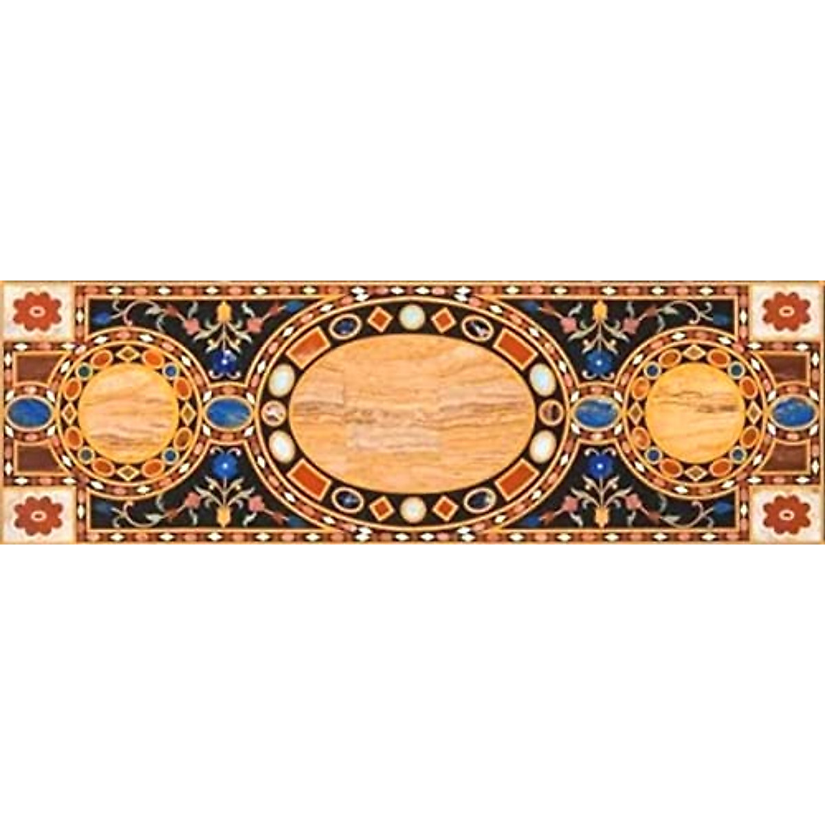 Pietra Dura Black Marble Inlay Rectangular 48" x 30" Inch Coffee Table Top, Stone Inlaid Top for Wall Decor, Breakfast Table Top, Living Room Furniture, Piece Of Conversation, Family HeirLoom