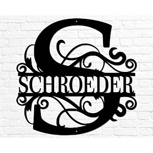 Custom Metal Signs | Metal Name Sign | Metal Wall Art | Split Letter Monogram Wall Decor | Metal Wall Art Last Name Sign | Family Name Sign | Personalized Wedding Gift | Metal Art | Outdoor Metal Sign