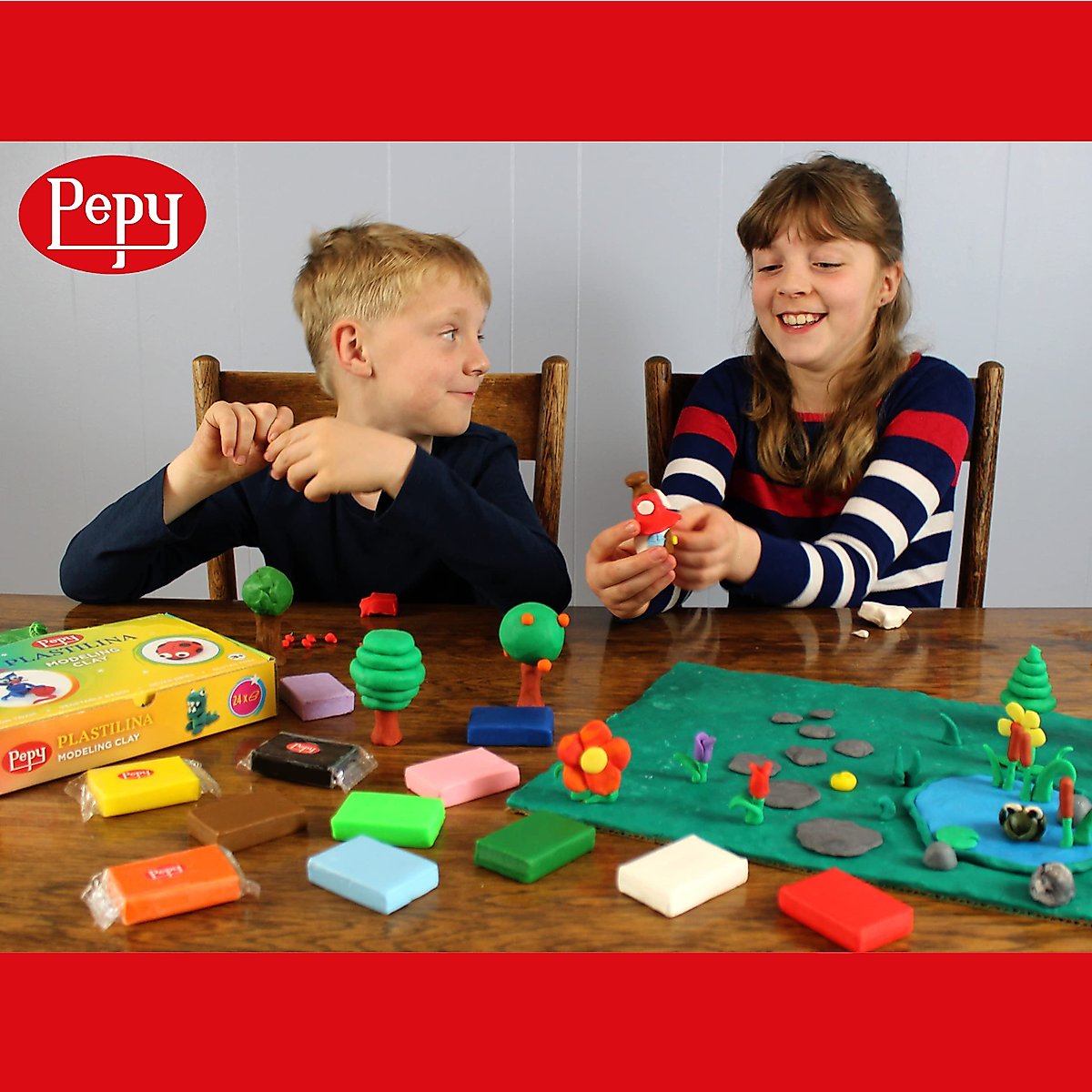Pepy Plastilina Reusable and Non-Drying Modeling Clay Gift; Set of 24 Bars with Modeling Tools & Tutorial, 2 Each of 12 Colors, 1.4 oz Bars, Perfect for Arts and Crafts Projects
