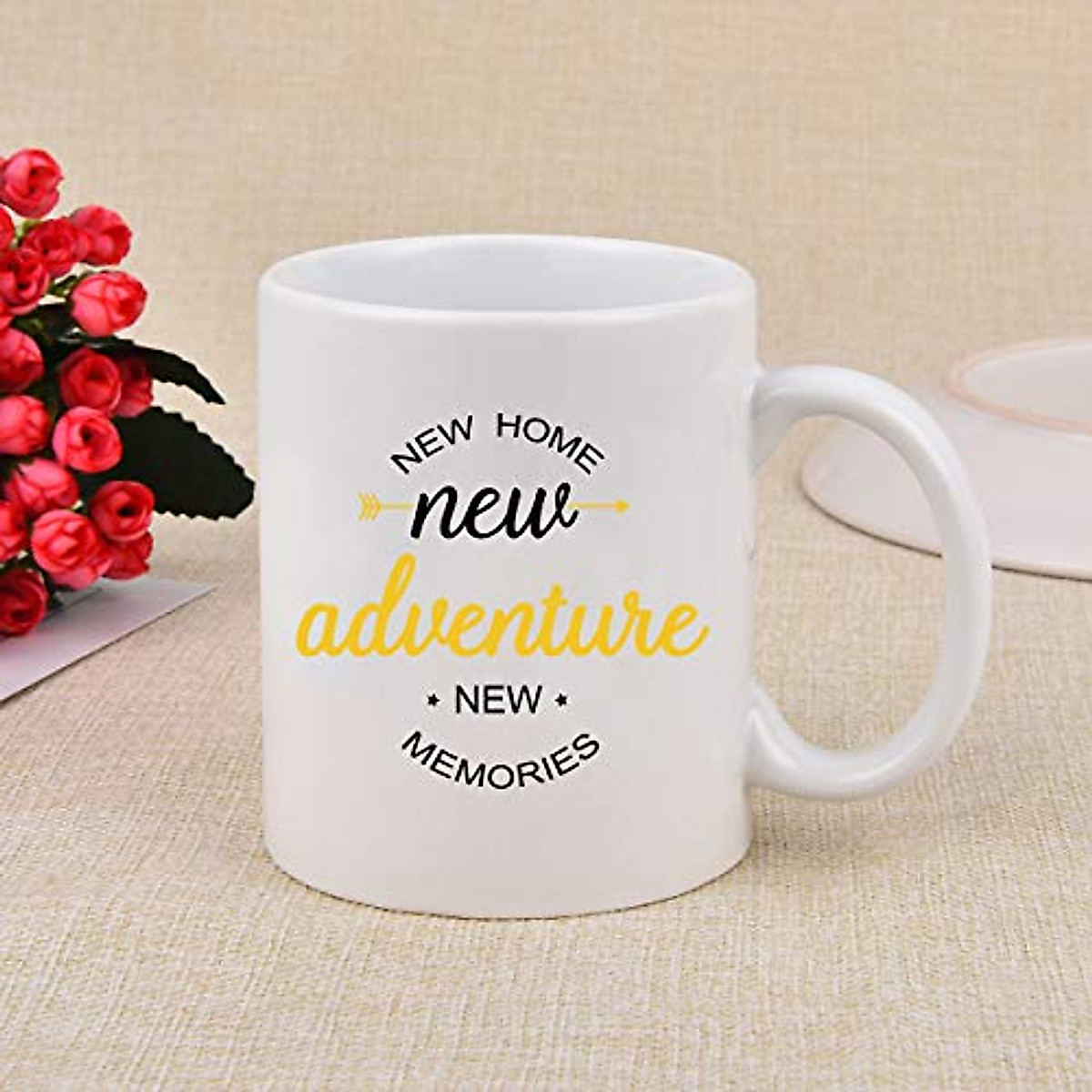 Waipfaru House Warming Gifts - New Home New Adventure New Memories Funny Coffee Mug, New Home Gifts for Friends Parents Relatives Him Her, 11 Oz Ceramic Coffee Mug