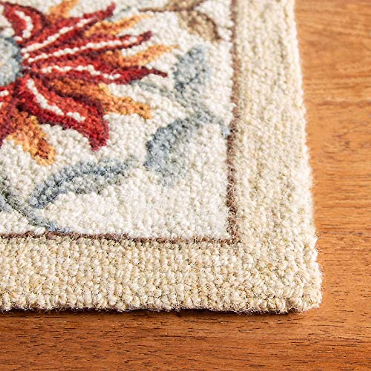 SAFAVIEH Chelsea Collection 7'9" x 9'9" Ivory HK141A Hand-Hooked French Country Wool Area Rug