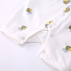 pureborn Baby Boys Girls Short Sleeve Cute Romper Summer One-Piece Outfits Cartoon Bees 0-3 Months