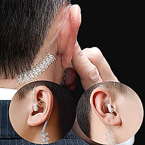 HYS 3.5mm Police Listen Only Acoustic Tube Earpiece with One Pair Medium Earmolds for Speaker Mics