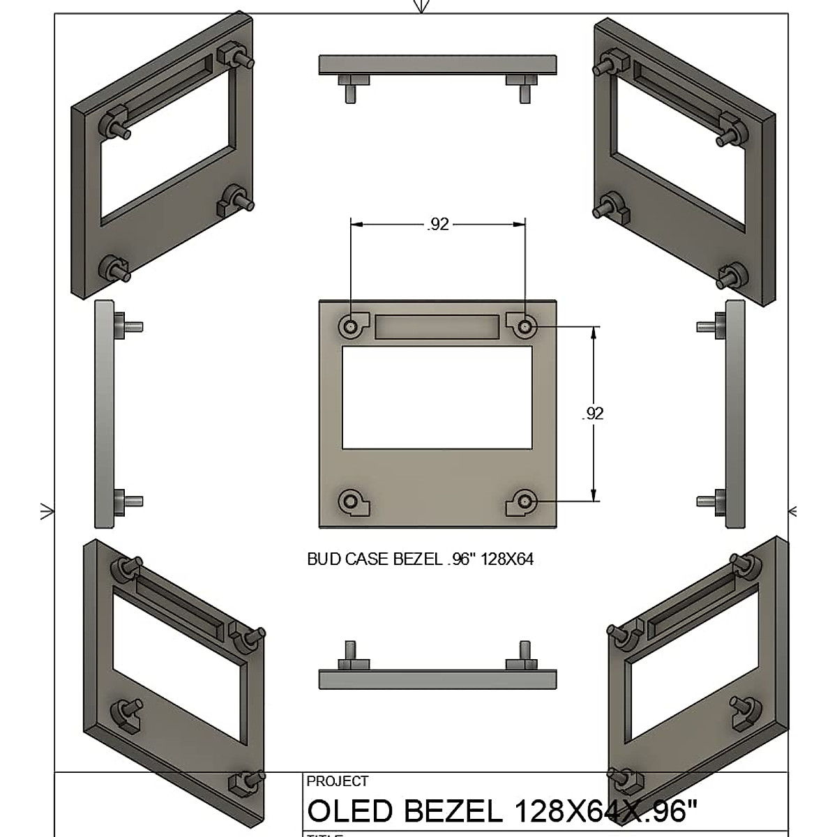 Bud Box PC-11478 Enclosure Bezel .96inch for OLED 128 x 64 Arduino / Raspberry Pi Project, Black