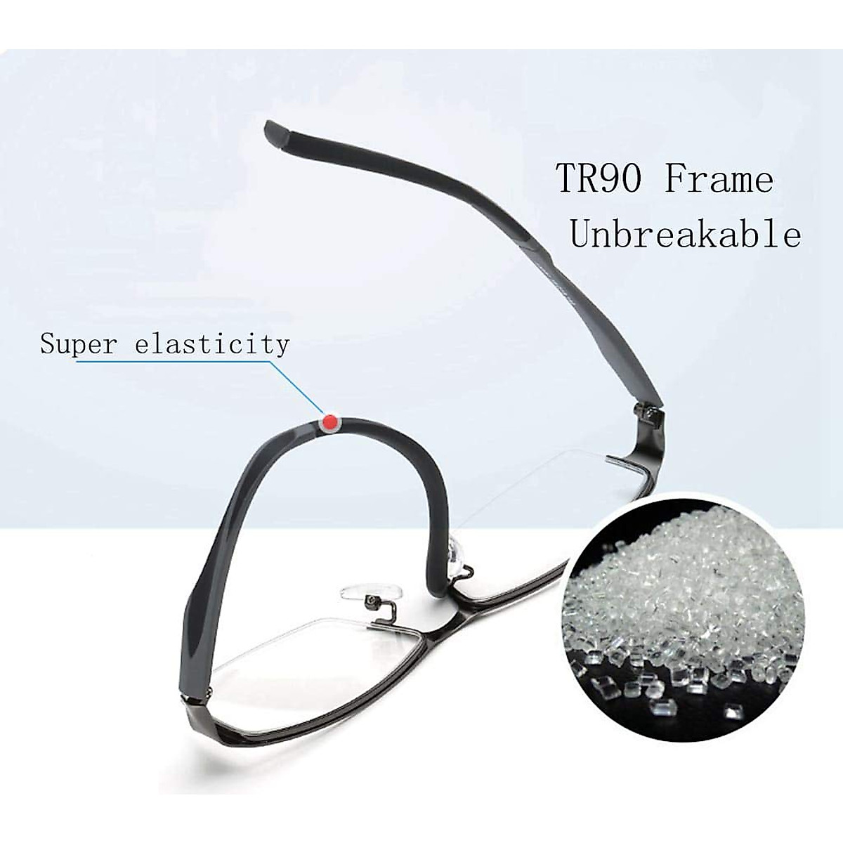 LUOMON Semi-Rimless Eyeglasses EG002 - Pure Black | Blue Light Blocking & Anti Glare Lenses for Comfortable Vision