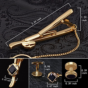 CLEECOO Men’s Tie Clip and Cufflinks Set with Gift Box (6pcs Tuxedo Studs Giveaways) for Wedding Anniversary Birthday or Business