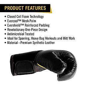 Everlast Elite Pro Style Training Gloves, Black, 12 oz