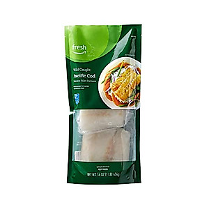 Amazon Fresh Brand, Wild Caught Pacific Cod Skinless Fillet Portions, Frozen, Sustainably Sourced, Phosphate Free, 1 Lb
