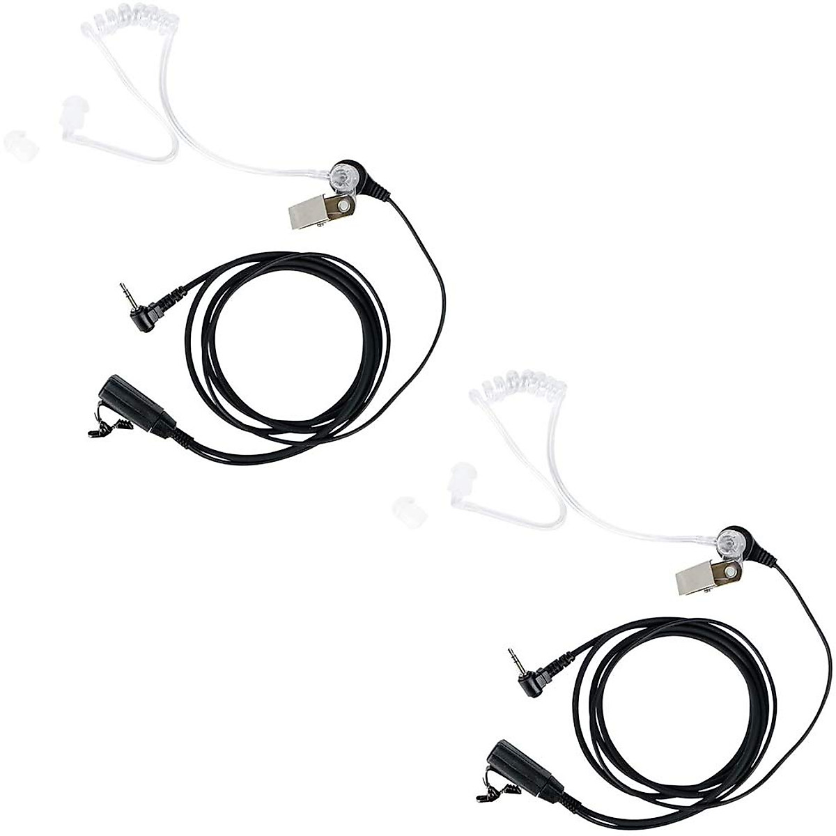Caroo Walkie Talkie 2.5mm Earpiece,2 Pack 1 Pin Covert Acoustic Tube Earpieces Headset with PTT Mic for Motorola Talkabout MH230R MR350R T200 T200TP T260 T260TP T600 MT350R Two Way Radio