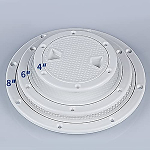 smartmarine Boat Hatch Black 4" 6" 8" Round Non Slip Inspection Hatch w/Detachable Cover for Marine Boat Yacht (4 inch)