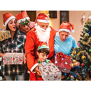 GIOLAINY Christmas Wrapping Paper for Kids Boys Girls - Holiday Gift Wrap Bundle Contain Pink Santa, Snowman, Christmas Tree, Hat Design - 6 Sheets (29 x 43 inches), Recyclable, High Gloss, Easy to