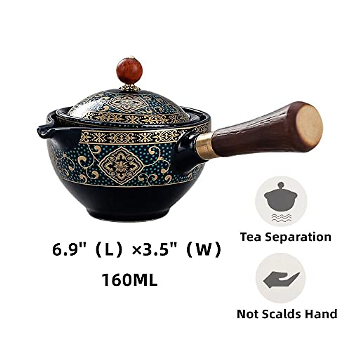 WOLIGECA Porcelain Chinese/Japanese Kung Fu Tea Set, Portable Teapot Set with 360 Degree Rotating Teapot and Tea Strainer,All in One Gift Bag for Travel,Office,Home and Outdoor