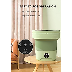Boredbay Portable Washing Machine, 9L Large Capacity Small Washing Machine,Foldable Washing Machine with Spin-Dry Basket,Mini Washer (Green)