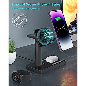 3 in1 Magnetic Wireless Charger Stand,2022 Upgraded Aluminum Alloy 20W Fast Wireless Charging Station Compatible with Magsafe Charger for iPhone 14/13/12 Pro/Pro Max/Mini/iWatch Series/AirPods Pro/3/2