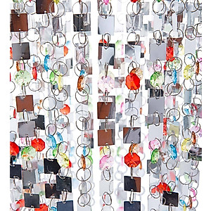 Wind & Weather Concentric Rings Silver and Multi-Colored Mirrored Outdoor Chandelier with Solar Lights Powered by Discreet Solar Panel in Top with Hanging Chain Included, 8½" Dia. x 29" H, Chain 9¼"L