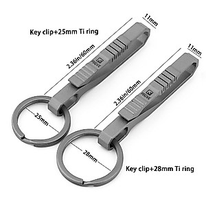 TISUR Keychain Clip, Titanium Key Holder with Detachable Keyring for pants, Key Accessory, Gifts for Men Women (25mm Ti Ring)