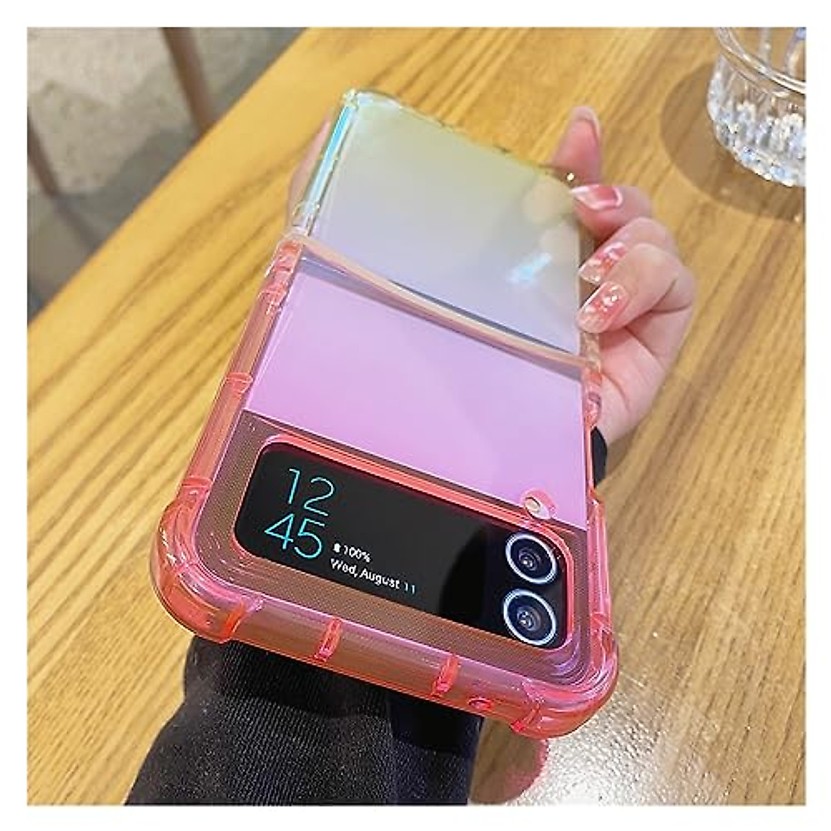 Gradient Phone Case for Samsung Galaxy Z Flip 4 5 ZFlip 3 Flip 5 3 4 Hard Transparent PC Cover (Color : BluePurple, Size : for Samsung Z Flip 5)