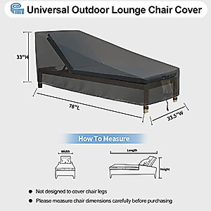 OutdoorLines Outdoor Waterproof Patio Chaise Lounge Chair Cover - UV Resistant Lounger Covers Heavy Duty Weatherproof Patio Sofa Furniture Covers, 1 Pack, 78Wx35.5Dx33H Inches, Black
