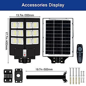iReCaDaTa 1000W Commercial Solar Street Lights Outdoor, 480 LED 6500K LED Flood Lights Dusk to Dawn Lamp with Motion Sensor, IP67 Waterproof for Parking Lot, Yard, Garden,Patio, Driveway