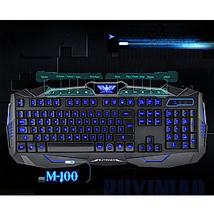 axGear USB LED Light Gaming Keyboard and Mouse Set Kit for Computer PC Multimedia Gamer