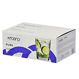 Krosno Drink Water Juice Drinking Glasses | Set of 6 | 8.5 oz | Pure Collection | Perfect for Home Restaurants and Parties | Dishwasher Safe | Gift Idea | Made in Europe