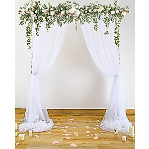 White Backdrop Curtain for Parties 10 ft x 10 ft Sheer Tulle Backdrop Drapes for Wedding Ceremony Birthday Baby Shower Photo Backdrop Curtain Decorations 2 Panels 5ft x 10ft