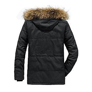 Tanming Men's Thicken Warm Winter Coat Mountain Ski Snowboard Jacket Hooded Parkas (Large, Black)