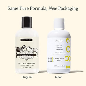 Beekman 1802 Goat Milk Shampoo, Pure - Fragrance Free - 8.9 oz - Cleanses, Nourishes & Revitalizes Dry, Damaged Hair - Color Safe - Cruelty Free