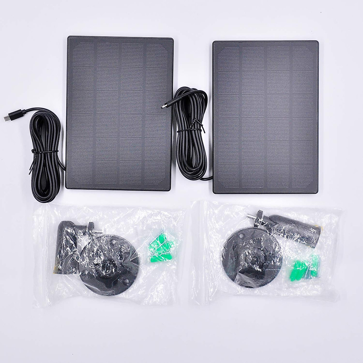 2 Pack Solar Panel for Wireless Outdoor Security Camera,Compatible with DC 5V Rechargeable Battary Powered Surveillance Camera, Continuously Power for Outdoor Security Camera,5V 3.5W Micro USB Port