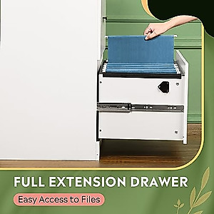 DEVAISE 2 Drawer Wood Lateral File Cabinet with Anti-tilt Mechanism, Storage Filing Cabinet for Home Office, White