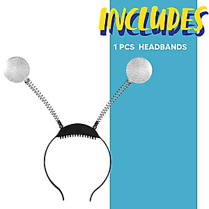 JOYIN LED Martian Antenna Headband, Silver Lighting Head Boppers, Alien Headbands, Martian Headbands Set, Glowing Alien Headpiece for Kids Party Costume Favor Halloween Accessories