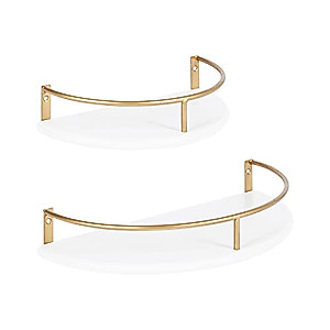Kate and Laurel Camryn Boho Half Moon Wall Shelf Set, Set of 2, White and Gold, Decorative Bohemian Half Circle Shelf for Household Storage and Boho Decor