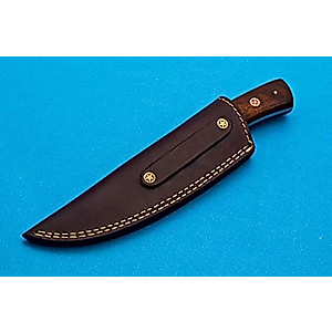 EEAABBR Coustom Handmade Forged Damascus Steel Hunting Knife 100% Handmade Damascus Steel Handle Walnut Wood with Leather Sheath 894