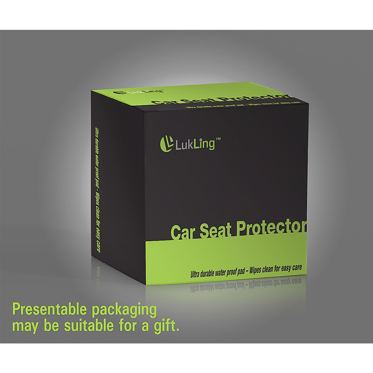 Lukling Car Seat Protector with Thickest and Largest Pad for Leather Seats in Luxury Cars ­- 2 Mesh Organizer Pockets -­ Works Great with Children and Pets, (Black with Black Stitching)