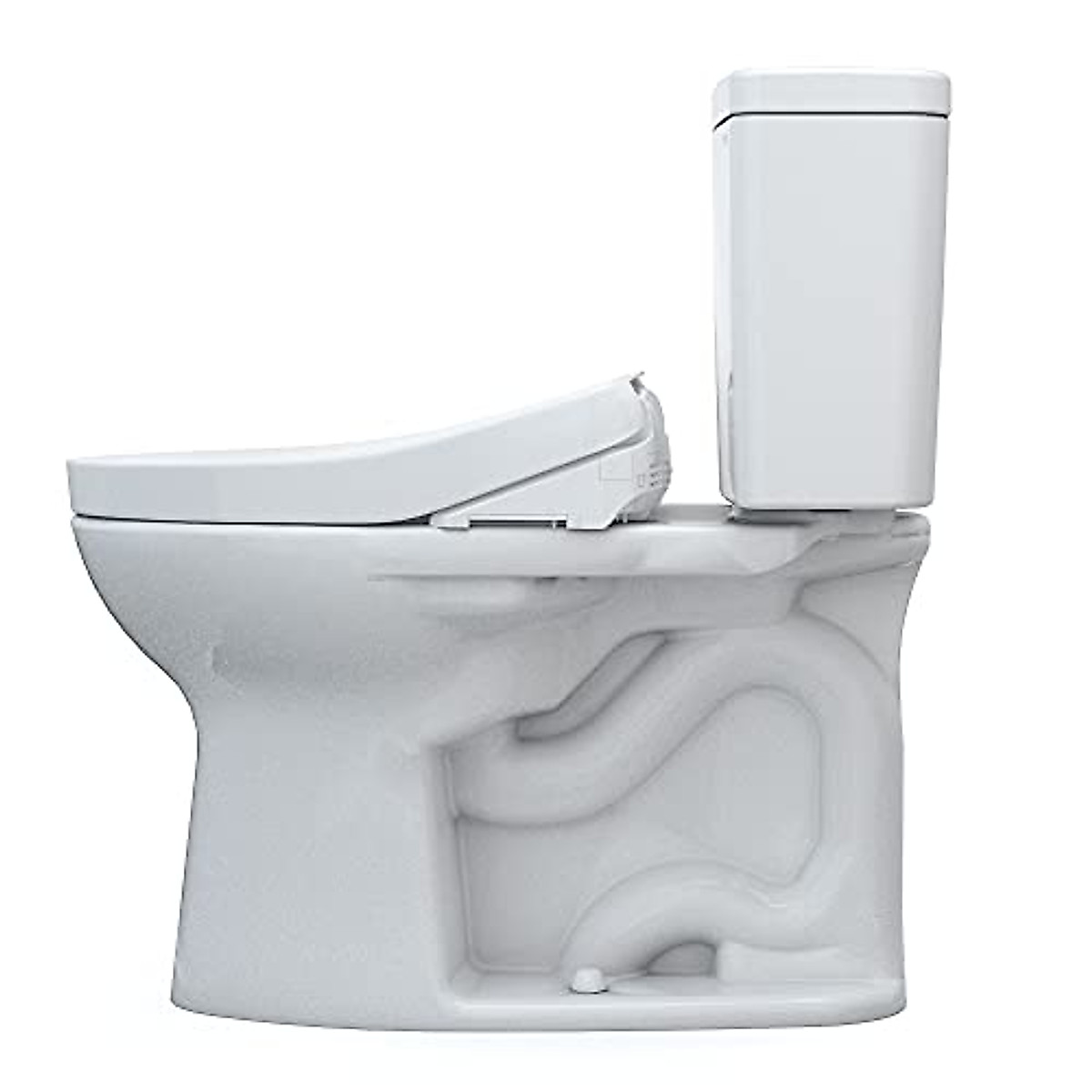 TOTO Drake WASHLET+ Two-Piece Elongated 1.28 GPF Universal Height TORNADO FLUSH Toilet with S550e Bidet Seat, Cotton White - MW7763056CEFG#01