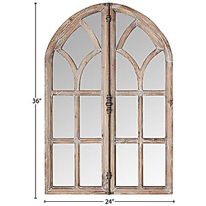 Amazon Brand – Stone & Beam Vintage Farmhouse Wooden Arched Multipanel Mantel Mirror, 36"H, Dark Stain
