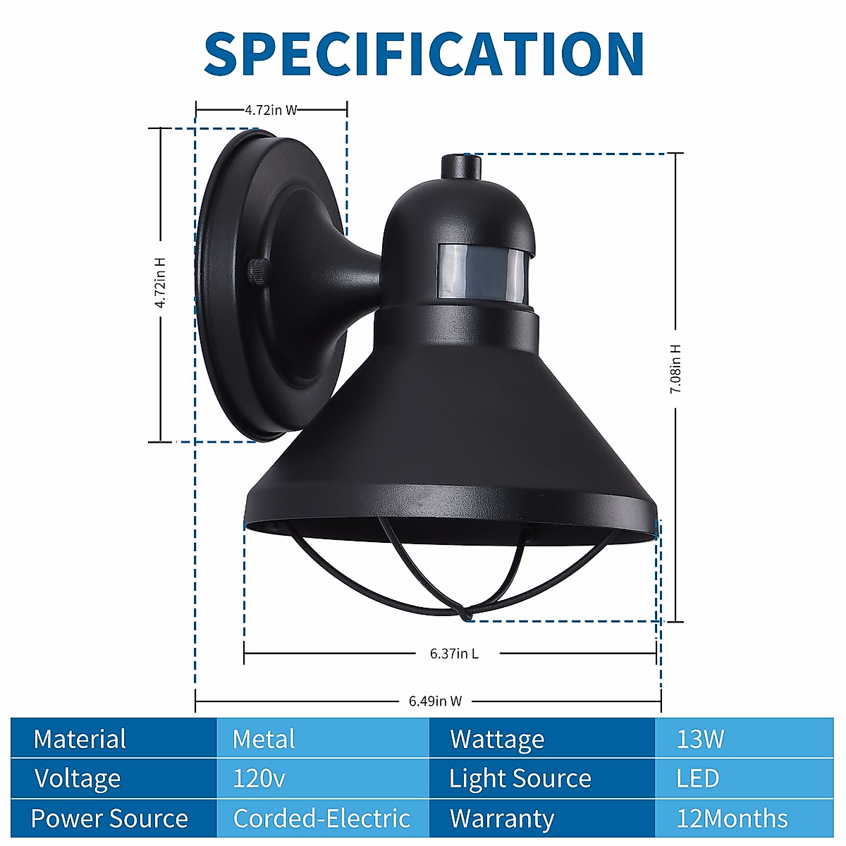 LONEDRUID Motion Sensor Outdoor LED Porch Wall Light Fixtures Dusk to Dawn Exterior Barn Wall Lantern Black Farmhouse Sconce Lighting Wall Mount Lamp for Garage Patio Balcony Doorway