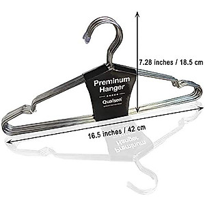 Qualsen Clothes Hangers 20 Pack Stainless Steel Strong Metal Wire Coat Hangers Suit Hangers for Home Hotel and Clothes Store 16.5 Inch/42 cm