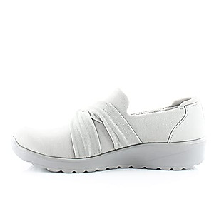 BZees Women's Glimmer Slip-Ons Loafer, Silver Smoke Shimmer, 8.5 Wide