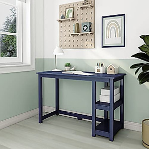 Max & Lily Solid Wood Desk With Shelves, 47 Inches, Blue