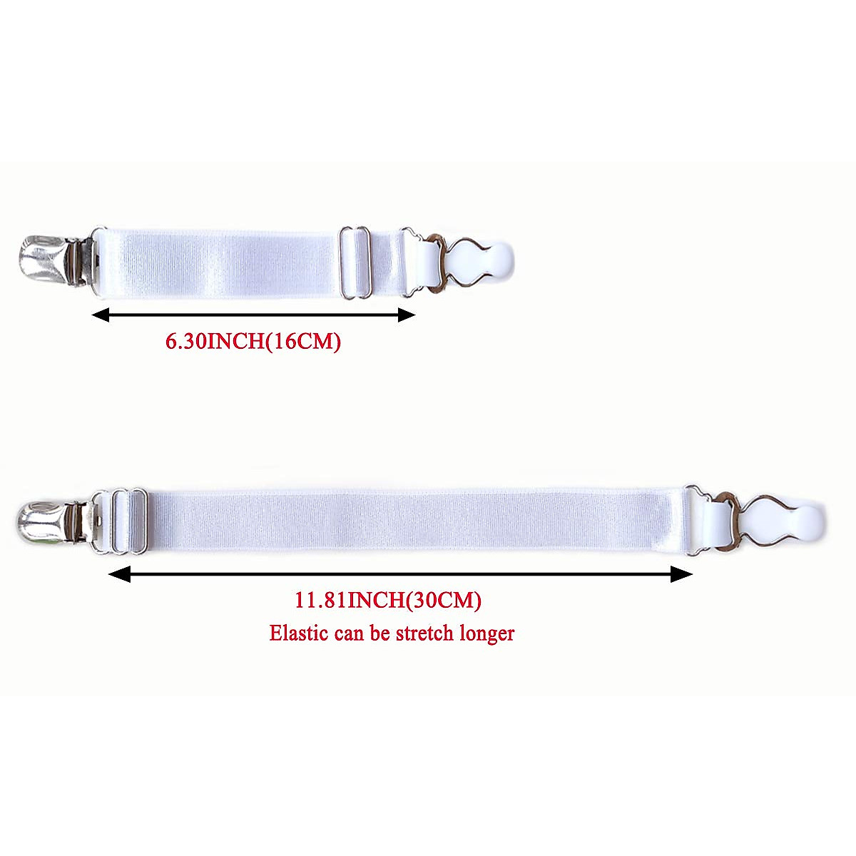 Stocking Clip Garter Adjustable Elastic Belt Two-Way Socks Lace Garter Multifunctional Fixing Clip Non-Slip 4pcs (White one)