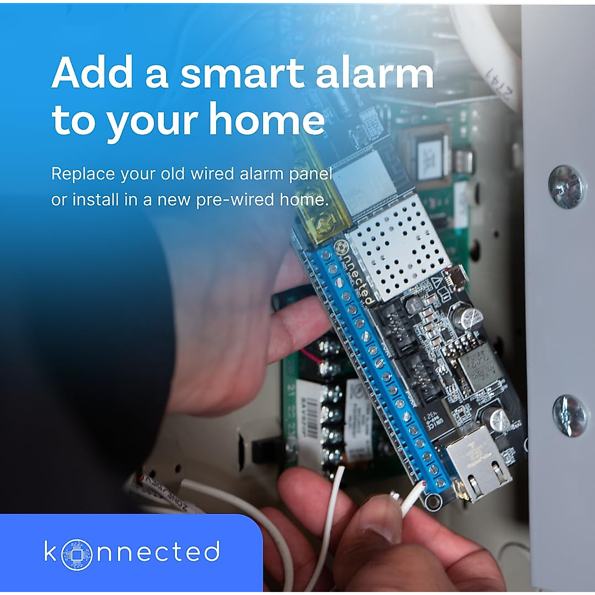 12-Zone Wired Smart Alarm Panel - Konnected Alarm Panel Pro Conversion Kit - Make Wired Alarm System Smart - SmartThings, Alexa - No Batteries or Monthly Subscription - Wi-Fi & Ethernet Connection