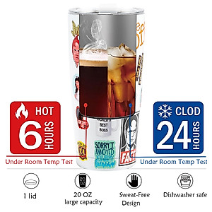 CALFEE The Office 20oz Tumbler with Lid, Stainless Steel Vacuum Insulated Double Wall Travel Tumbler Coffee Cup Keeps Drinks Cold&Hot The Office Merchandise TV Show Gifts, White, BZ00001